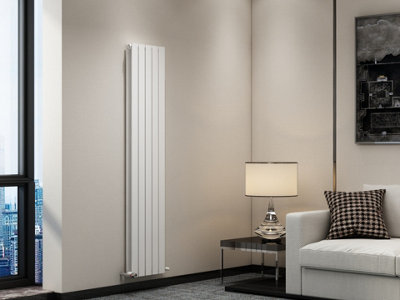 iBathUK Belgravia Vertical Double Slim Flat Panel Radiator White 1800mm ...