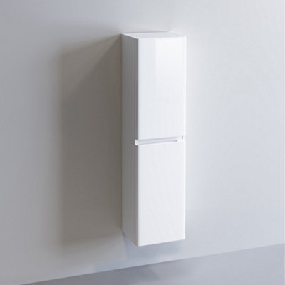 iBathUK Denver 1400 Tall Cupboard Unit - White,Wall Hung Tall Storage Unit
