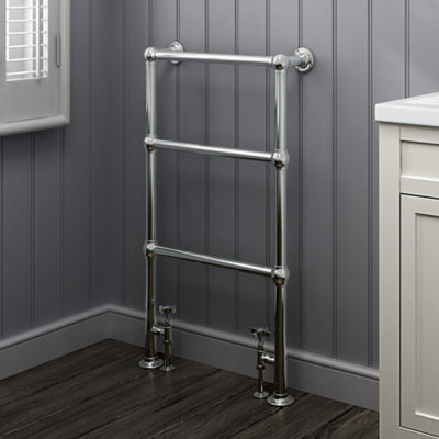 iBathUK Georgian Traditional Vertical Towel Radiator Rail, Towel Warmer 3 Bar Floor Mounted ...