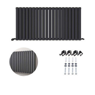 iBathUK Princia Horizontal Double Oval Panel Radiator Anthracite 600 x ...