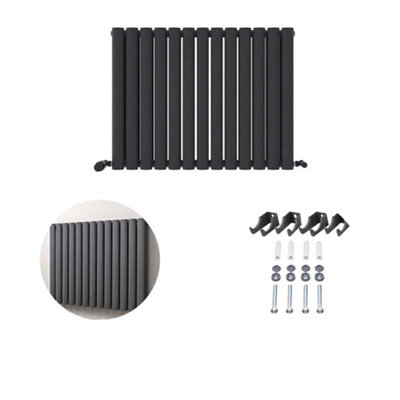 iBathUK Princia Horizontal Double Oval Panel Radiator Anthracite 600 x ...