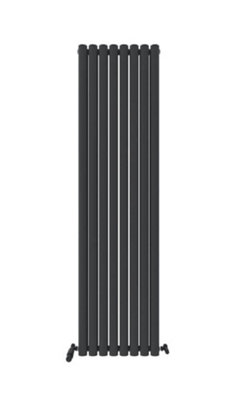 iBathUK Princia Vertical Double Oval Panel Radiator Anthracite 1800 x ...