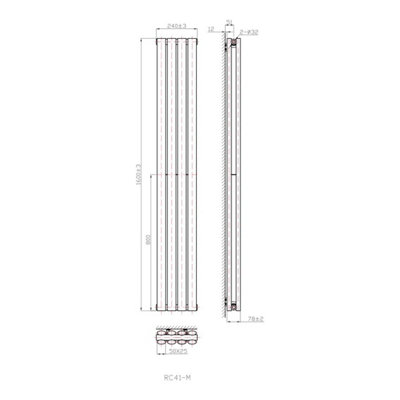 iBathUK Princia Vertical Double Oval Panel Radiator White 1600 x 240mm ...