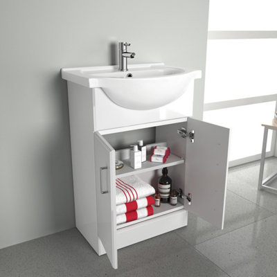 iBathUK QUARTZ 550 BASIN UNIT HIGH GLOSS WHITE