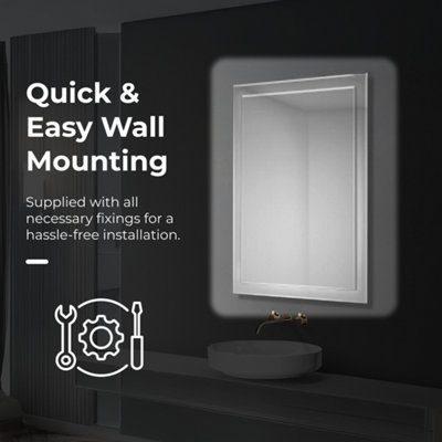 iBathUK Sienna Wall Mounted Rectangular Bevelled Bathroom Mirror ...