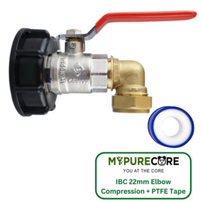 IBC 2in S60X6 Cap with Lever Valve and 22mm Brass Compression Elbow and ...
