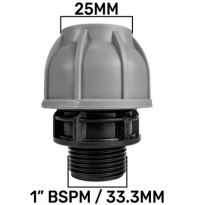 IBC 2INCH S60X6 CAP WITH LEVER VALVE AND 25MM MDPE STRAIGHT COUPLER AND ...