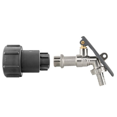 IBC BSP with Nickel Plated Brass Lever Tap Hose Barb and Locking Handle
