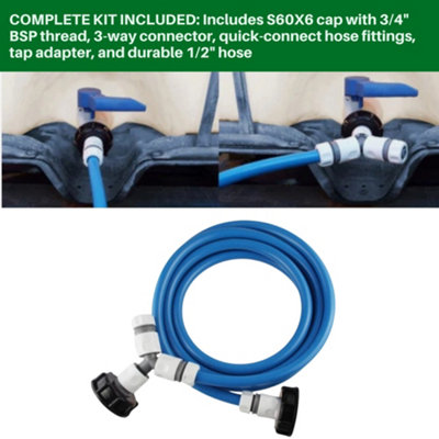 IBC Tank Joiner Kit with 2m Hose and Fittings for S60X6 Thread Water ...