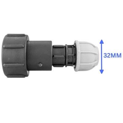 IBC TANK OUTLET FITTING S60X6 TO 32MM MDPE STRAIGHT CONNECTOR