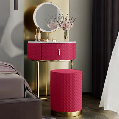Ibiza Bohemia Raspberry Velvet Dressing Table with LED Touch Sensor ...