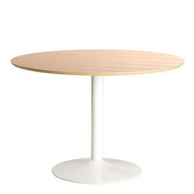 Ibiza Round Dining Table with Oak Top and Whte Base