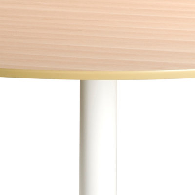 Ibiza Round Dining Table with Oak Top and Whte Base