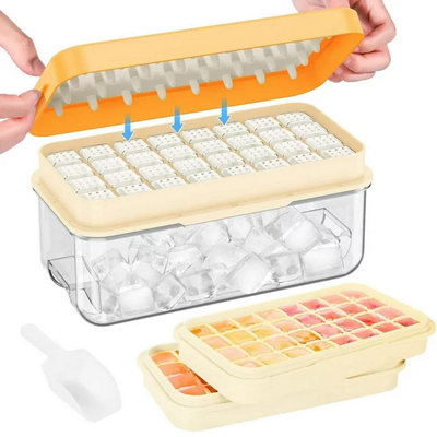 Ice Cube Tray - Cube Ice Ice Trays with Lid & Bin for Freezer - Mini ...
