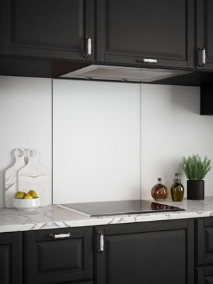 Ice White 6mm Glass Self-Adhesive Kitchen Splashback 600mm x 750mm Easy To Apply | DIY at B&Q