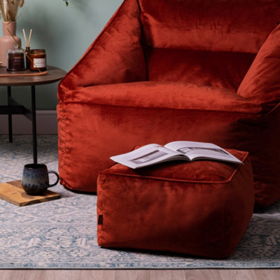 icon Amara Velvet Bean Bag Pouffe Terracotta | DIY at B&Q