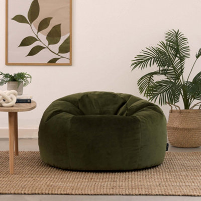 icon Aurora Classic Velvet Bean Bag Chair Olive Green Bean Bag Chair ...