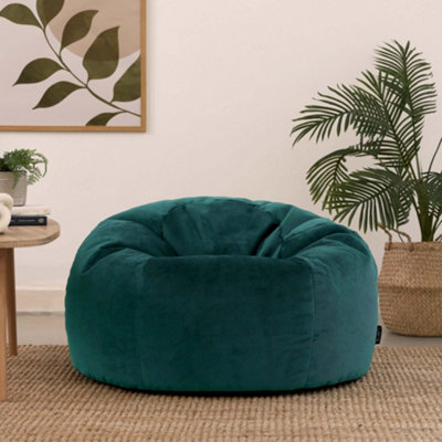 icon Aurora Classic Velvet Bean Bag Chair Teal Green Bean Bags | DIY at B&Q