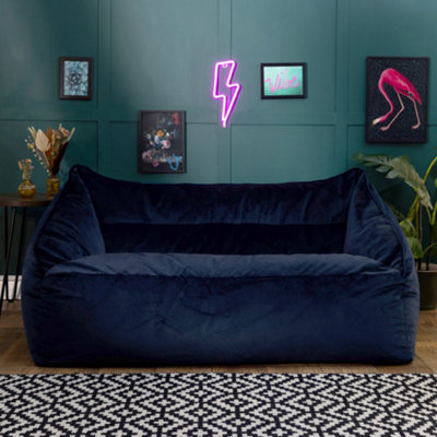 icon Cecilia Bean Bag Sofa Midnight Blue Giant Velvet Bean Bag Chair ...