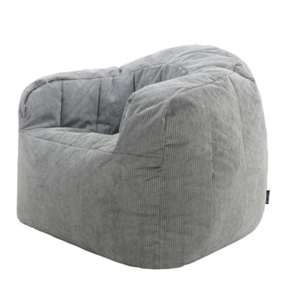 icon Clara Fine Cord Bean Bag Armchair Grey Bean Bag Chair | DIY at B&Q