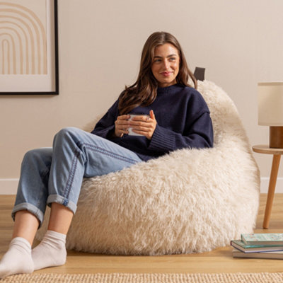 icon Cocoon Faux Fur Bean Bag Natural Bean Bag Chairs