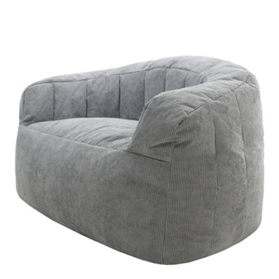 icon Cora Fine Cord XL Bean Bag Sofa Grey Bean Bag Chair | DIY at B&Q