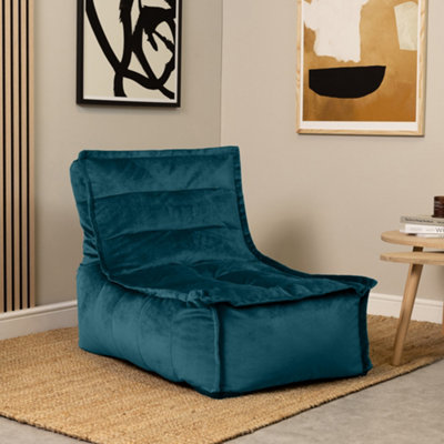 icon Dolce Lounger Bean Bag Teal Green Velvet Bean Bag Chair | DIY at B&Q