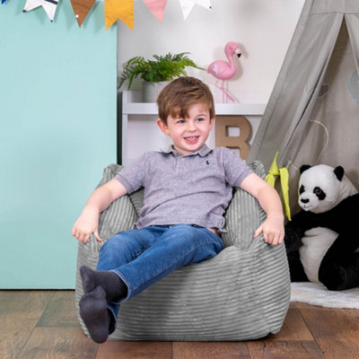 icon Kids Morgan Corduroy Armchair Bean Bag Grey Childrens Bean Bags ...