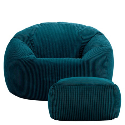 icon Kingston Classic Corduroy Bean Bag & Pouffe Teal Green Bean Bag ...