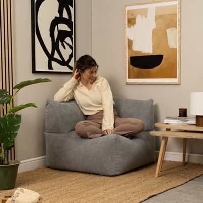icon Tetra Charcoal Grey Corduory Floor Sofa Bean Bag Corner Section ...