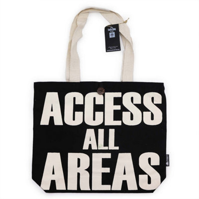 Iconic Classic Tote Bag - ACCESS ALL AREAS Black Cotton, Durable & Spacious