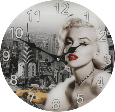 Iconic Collection Glass Wall Clock 30cm Iconic Design - Marilyn