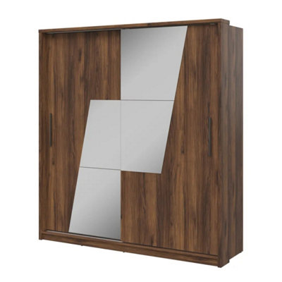 Idea 24 Sliding Door Wardrobe 200cm in Oak Catania - Mirrored Storage ...