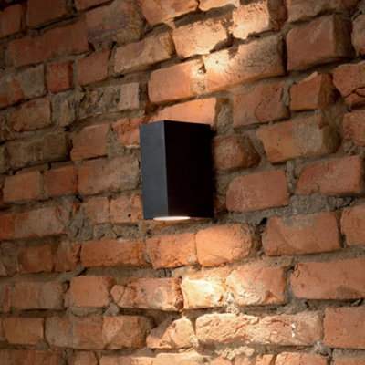 Ideal Lux 2 Light Outdoor Up Down Wall Light Black IP44, G9