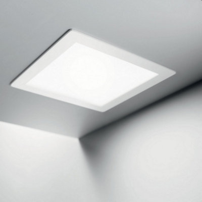 Ideal Lux Groove LED 1 Light Small Square Warm Recessed Spotlight Panel White