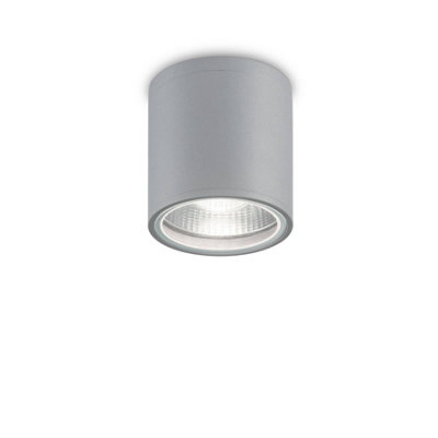 Ideal Lux Gun 1 Light Round Surface Mounted Downlight Grey IP44