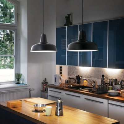 Ideal Lux Moby 1 Light Dome Ceiling Pendant Black, E27