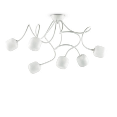 Ideal Lux Octopus 6 Light Multi Arm Ceiling Light White