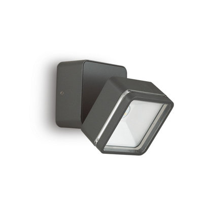 Ideal Lux Omega Square Single Spotlight Anthracite IP54 4000K