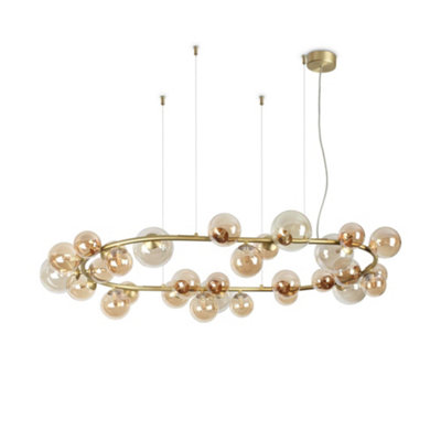 Ideal Lux Perlage 30 Light Globe Pendant Ceiling Light Brass