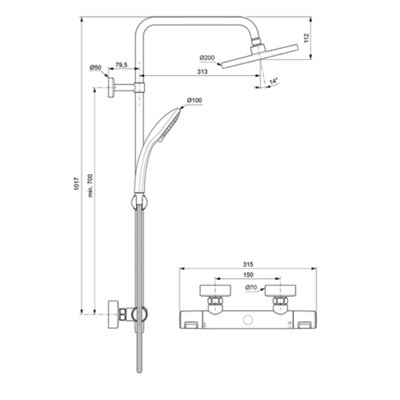 Ideal Standard Ceratherm T25 Thermostatic Dual Mixer Shower, Chrome ...