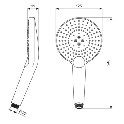 Ideal Standard Evo Jet Round Shower Head - 3 spray pattern, B1759AA, Chrome