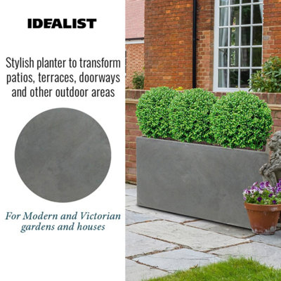 IDEALIST™ 100cm Trough Garden Planter, Grey Reinforced Stone Outdoor ...