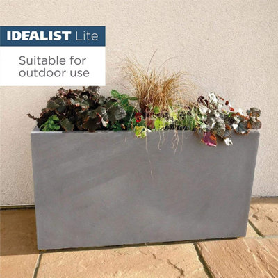 IDEALIST™ 100cm Trough Garden Planter, Grey Reinforced Stone Outdoor ...