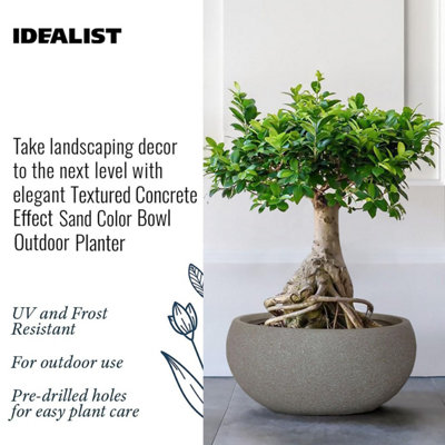 IDEALIST™ 11.8 Inch Bowl Planter, Large Bonsai Pot, Sandy Reinforced ...