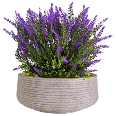 IDEALIST™ 17 Inch Bowl Planter, Large Bonsai Pot, Ribbed Taupe ...