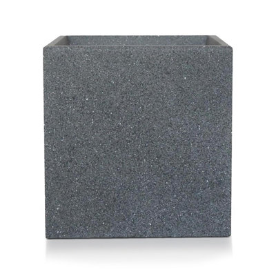 IDEALIST™ 24cm Square Planter, Grey Reinforced Stone Flower Box ...