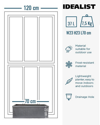 IDEALIST™ 2x70cm Reinforced Stone Window Box Set, Vintage Grey Slate ...