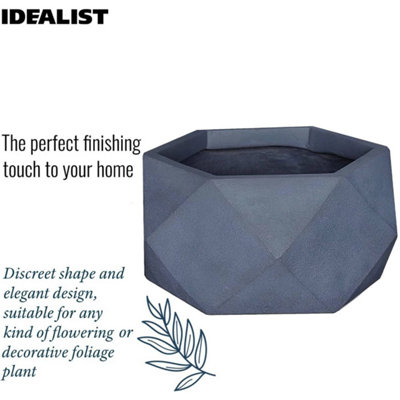 IDEALIST™ 30cm Bowl Planter, Grey Faceted Reinforced Stone Shallow ...