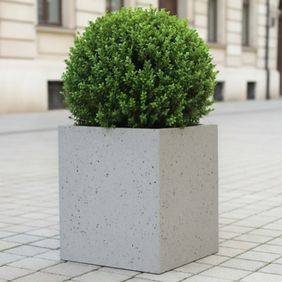 IDEALIST™ 30cm Square Planter, Grey Marble Effect Reinforced Stone ...